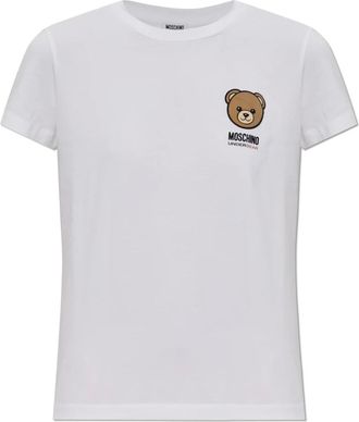 Moschino Femme, Tops, Blanc, Taille: 38 FR Underbear Logo T-Shirt