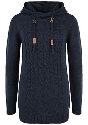 Oxmo OXCable Femme Pull en Maille épaisse Pull à Capuche Cordon de Serrage Regular Fit, Taille:XL, Couleur:Insignia B (791991)