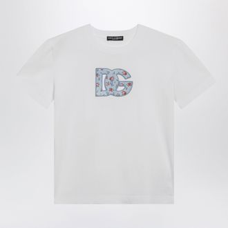 Dolce & Gabbana Jersey-T-Shirt mit DG-Printpatch aus Baumwolle, wei&szlig;