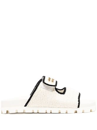 Miu Miu chaussons &agrave; plaque logo - Blanc