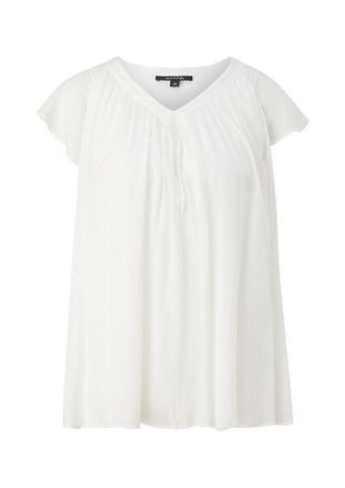 Comma Kurzarmshirt Bluse Cr&ecirc;pe-Bluse mit Raffung