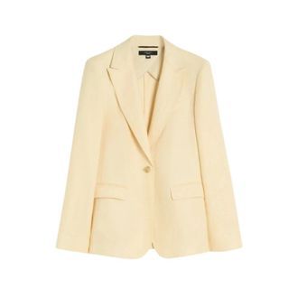 Max Mara Femme, Vestes, Jaune, Taille: 38 FR Veste Blazer en Toile de Lin