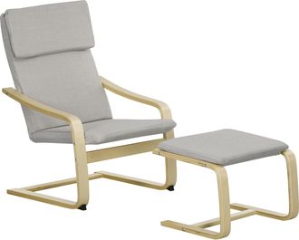 HOMCOM Relaxsessel mit Hocker Sessel Loungesessel mit Leinenoptik, Modern Fernsehsessel, Polstersessel Armlehnensessel für Wohnzimmer, Schlafzimmer, Hellgrau