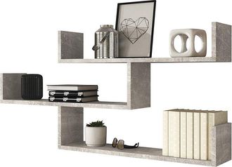 Selsey Kassi - Wandregal, H&auml;ngeregal, B&uuml;cherregal mit 3 Regalb&ouml;den, 55 x 119 cm (Beton Smart)