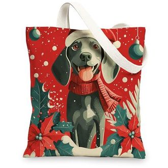 Generic Sac fourre-tout en toile r&eacute;utilisable pour le shopping Motif chien de Weimar de Weimar de Weimar 33 x 38 cm - Pour femme - D&eacute;coration de cadeau