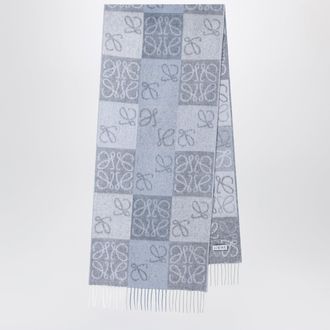 Loewe Blau/wei&szlig;er Anagram Schal aus Wolle und Kaschmir