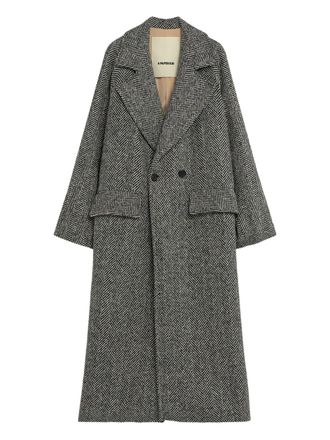 A Paper Kid Doppelreihiger Mantel mit Fischgr&auml;tenmuster - Grau