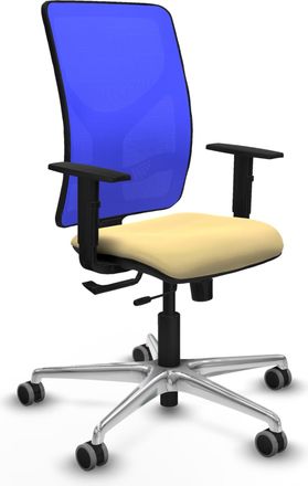 Piqueras y Crespo Schreibtischstuhl mit 1D-Armen, h&ouml;henverstellbare Lendenwirbelst&uuml;tze, ausgestattet mit Syncro/Traslack und Schneideschaum, Blau/Cremefarben
