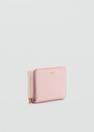 Mango Portefeuille petit effet croco rose clair - Femme - Taille unique - MANGO