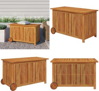 vidaXL Gartentruhe mit Rollen 90x50x58 cm Massivholz Akazie - Holztruhe - Gartenaufbewahrung - Au&szlig;enlagerung - Gartenkisten - Holzkiste - Home & Living