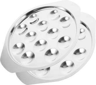 Angoily Assiettes DEscargot En Acier Inoxydable 2 PièCes 12 Trous Plateau De Cuisson Pour Escargots Cuisine Barbecue 22.2X18.5X1.5 Cm