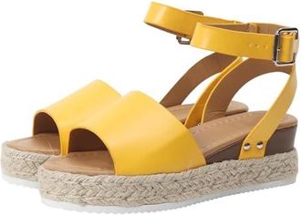 Generic Espadrilles compensées pour femme - Chaussures de plage - Chaussures dété à bout ouvert - Boucle de cheville - Sandales dété à talons moyens - Sangle 