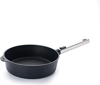 Woll Diamond Logic XR Pro Hochrandpfanne - Induktiv -, Ø 24 cm, 7 cm hoch, mit abnehmbarem Edelstahlstiel - Geeignet für alle Herdarten, Aluminiumguss, Ant