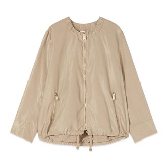 Oltre Nylonjacke mit Kragen aus Raffungen - - Jackets - Damen - Beige - XS