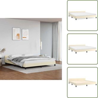 vidaXL Bettgestell mit Kopfteil ohne Matratze Creme 160x200 cm - Bettsofa - Kopfteil - Kunstlederbett - Cremefarbenes Bett - Doppelbett