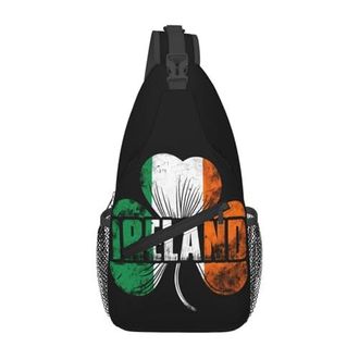 Generic Drapeau Irlandais En Forme De Tr&egrave;fle Sacoche Bandouliere Multifonctionnel Sacoche Epaule Antivol Sac Poitrine Pour Homme Shopping Sport