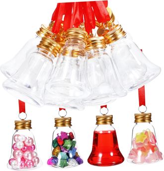 Cabilock 12stücke Transparente Plastikornamente Zum Befüllen Weihnachts-schnapskugeln Durchsichtige Bonbongläser Weihnachtskugeln Zum Anhängen Glockenform Für 