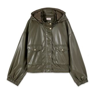 Oltre Femme, Vestes, Vert, Taille: 42 FR Veste &agrave; capuche et poches