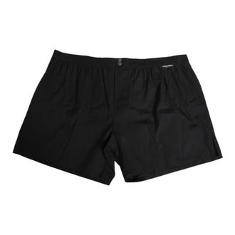 Dolce & Gabbana Schwarze Baumwoll-Badeshorts mit elastischem Bund - - Swimwear - Herren - Schwarzk - M