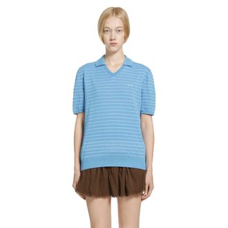Miu Miu Striped Cotton Knit Polo