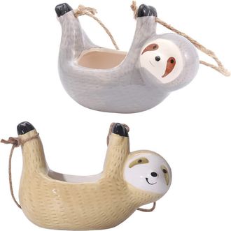 Hemoton Faultier H&auml;ngend Pflanzgef&auml;&szlig; 2Er Set Keramik Blumentopf F&uuml;r Indoor Outdoor Gartendekoration Sukkulenten Bonsai Luftpflanzenhalter