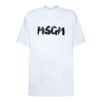 Msgm Baumwoll-Crew-Neck-T-Shirt mit Druck - - Tops - Herren - Wei&szlig; - XL