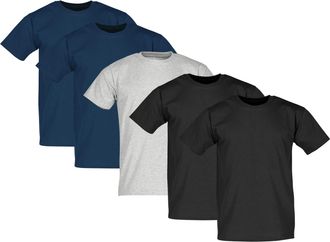 Fruit Of The Loom Valueweight T Shirt 5er-Pack Herren, 2xBlack +2xNavy +1xHeatherGrey, 4XL