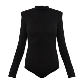 Jil Sander Wollbody mit langen &Auml;rmeln - - Tops - Damen - Schwarzk - XS