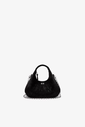 Ganni Mini sac hobo en velours moir&eacute; Noir - Pour Femme