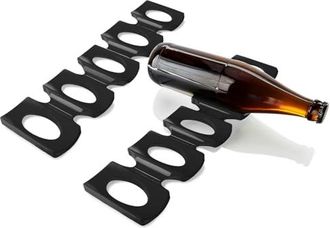 Com-Four 2x porte-bouteilles - porte-bouteilles pliable - aide &agrave; lempilage r&eacute;frig&eacute;rateur - tapis en silicone (noir)