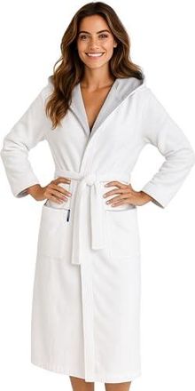 Morgenstern Peignoir de Bain Femme avec Capuche 100% Coton &Eacute;ponge OEKO-TEX Robe de Chambre Leonie Blanc XL