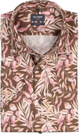 Olymp Herren Kurzarmhemd braun Baumwolle
