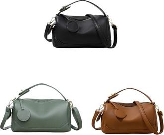 Generic Sac &agrave; bandouli&egrave;re en cuir synth&eacute;tique PU pour femmes, grand sac &eacute;l&eacute;gant style Boston avec fermeture &eacute;clair, pour &eacute;cole