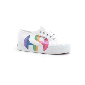 Superga 2790 Cotw Printed Logo Glitter - Femme - Chaussures - Blanc - Taille: 35 EU