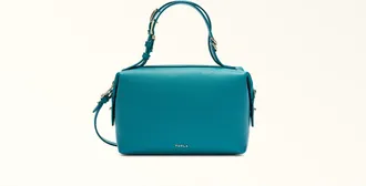 Furla Double Boston-tasche Amatore Blue Blau Night-kalbsleder Damen