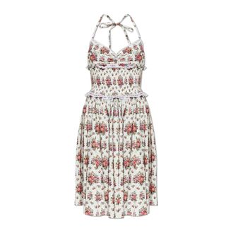 Dolce & Gabbana Femme, Robes, Blanc, Taille: 36 FR Mini robe &agrave; col licou fleuri