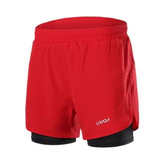 Lixada 2-in-1-Laufshorts für Herren, schnell trocknend, atmungsaktiv, für aktives Training, Joggen, Radfahren, Shorts mit längerer Innenhose