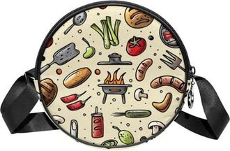 Generic Sac &agrave; bandouli&egrave;re rond pour femme, motif dessin anim&eacute;, petit sac &agrave; bandouli&egrave;re avec fermeture &eacute;clair, bretelles r&eacute;glables, sac &agrave; main rond d&eacute;contract&eacute;