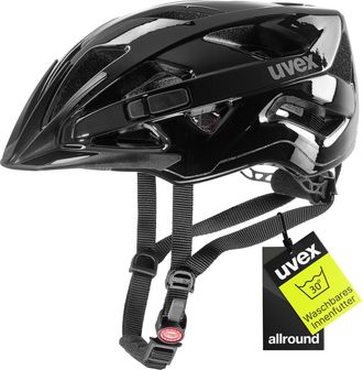 Uvex Active - sicherer Allround-Helm f&uuml;r Damen und Herren - individuelle Gr&ouml;&szlig;enanpassung - Black Shiny - 52-57 cm