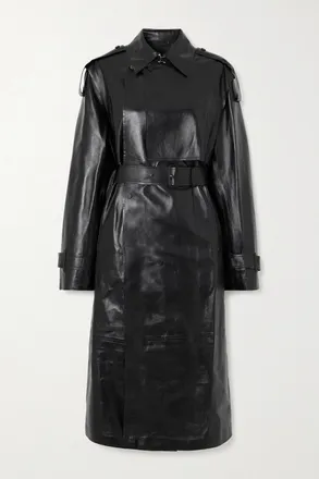 Mackage Adriana Doppelreihiger Trenchcoat Aus Leder Mit G&uuml;rtel - Schwarz