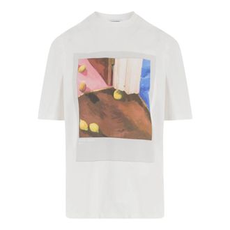 Jil Sander Bedrucktes Baumwoll-T-Shirt - - Tops - Damen - Wei&szlig; - S