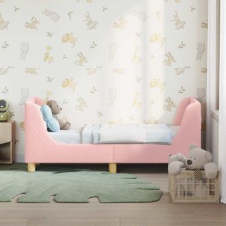 vidaXL vidaXL Cadre de lit pour tout-petit avec t&ecirc;te de lit Rose 70 x 140 cm