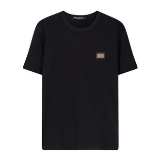 Dolce & Gabbana Homme, Tops, Noir, Taille: XL T-Shirt Ras du Cou C&ocirc;tel&eacute;