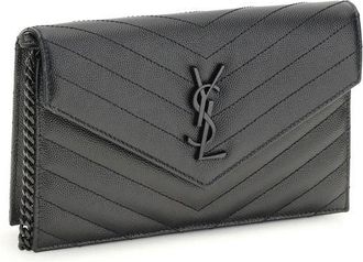 Saint Laurent Womens Black Calf Leather Bos Taurus Wallet
