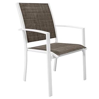 Gardenia Mykonos Gartenstuhl, Metall Legierter Stahl, Weiß und Braun, 1201.0031