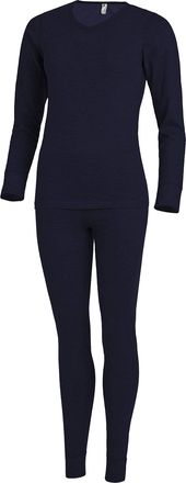 Medico Damen Thermounterwäsche Winterwäsche Skiunterwäsche Set Navy/Blau Größe: XL
