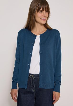 Cecil Cardigan CECIL, Damen, Gr. XXL (46), moonlight blau, Web, 60% Baumwolle, 40% Viskose, unifarben, comfort fit normal, Rundhals, Rippb&uuml;ndchen, Strickjac