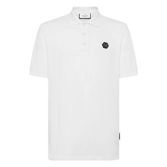 Philipp Plein Slim Fit Poloshirt SS Skull mit Kristallen - - Tops - Herren - Wei&szlig; - 4XL