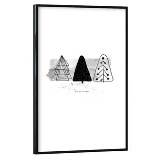 artboxONE Poster mit schwarzem Rahmen 90x60 cm Abstrakt Tannenbaum no.one - Bild Weihnachten blackandwhite b&auml;ume