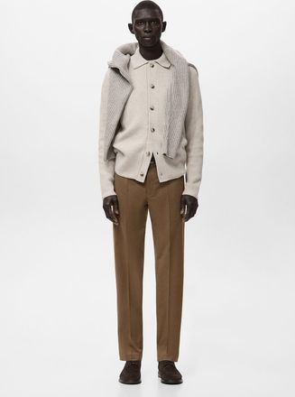 Mango Pantalon coton regular-fit chocolat - Homme - 38 - MANGO MAN